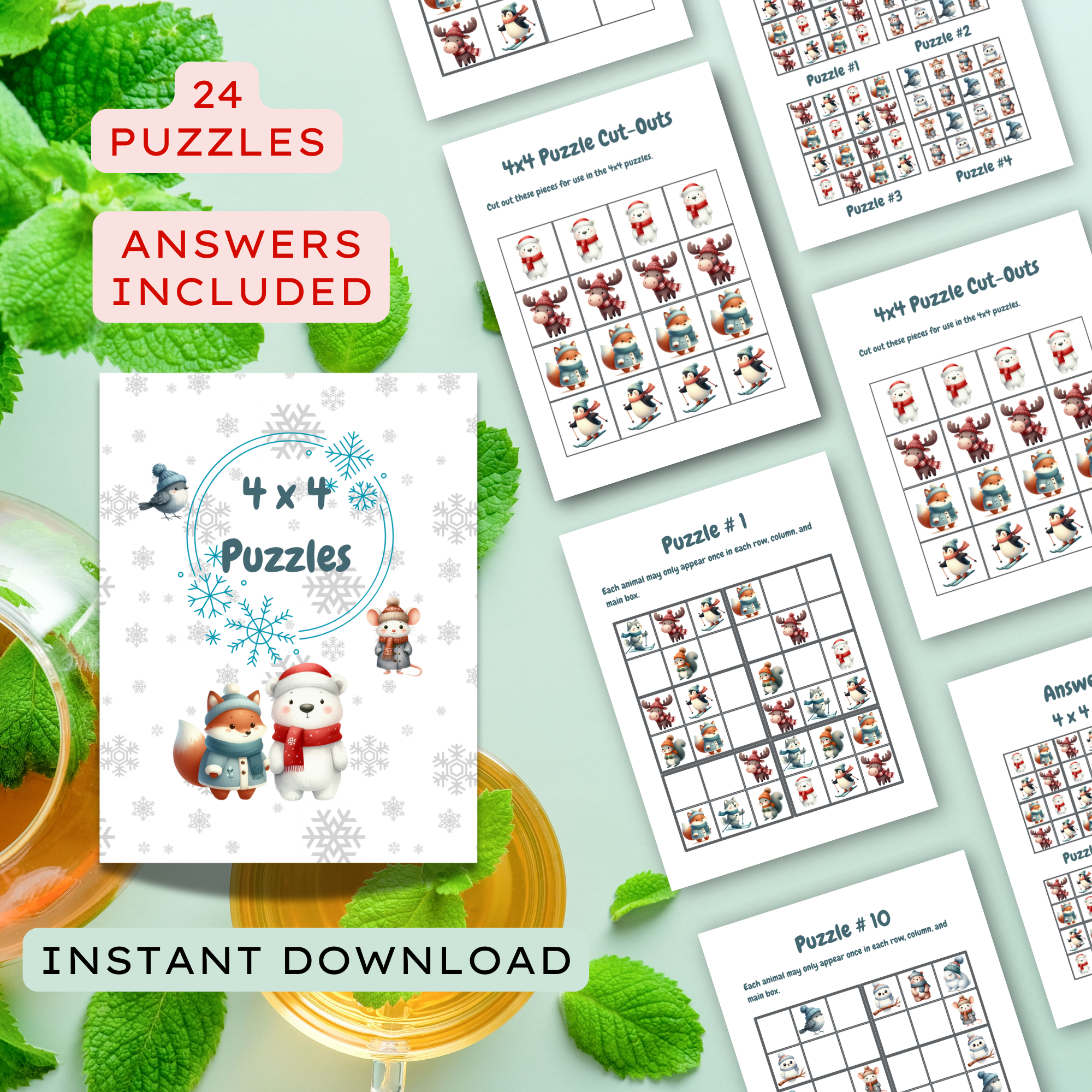 Polar Logic – Winter Animal Sudoku Challenge for Kids | 24 Printable ...